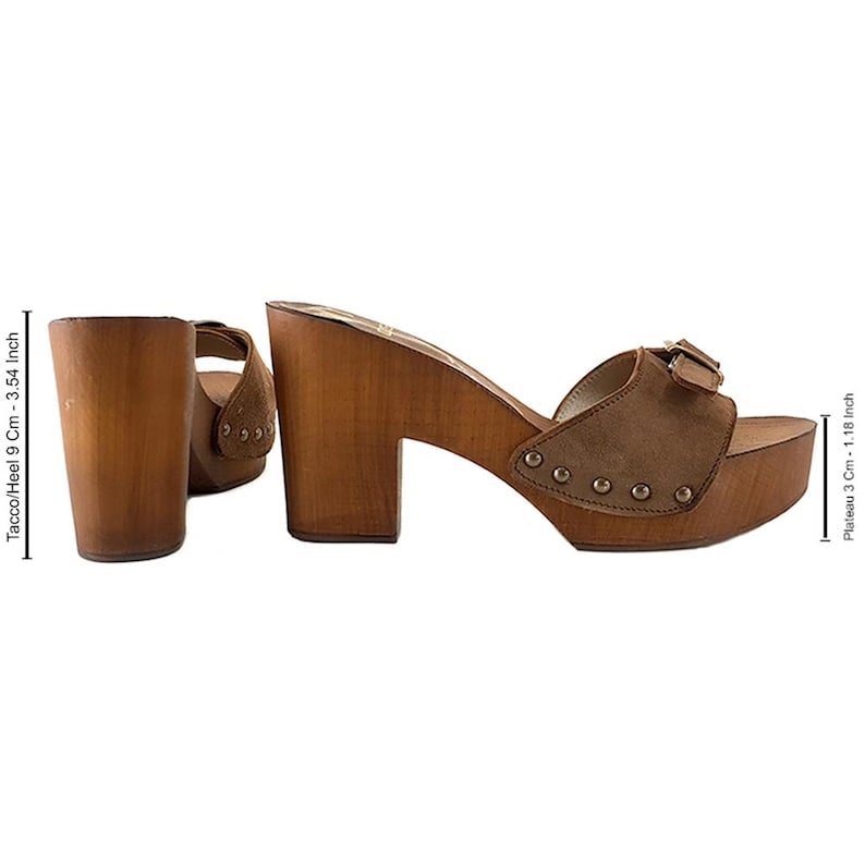 Women's Clogs With Suede Upper 9 CM Heel - MY1220 CAM MARRONE - Etsy