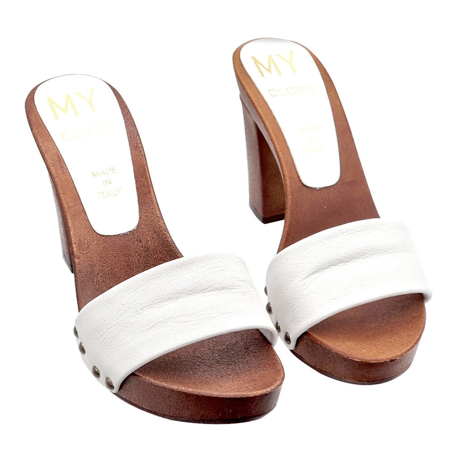 Clogs With White Band and Heel 10 - Made in Italy - MY810 BIANCO - Etsy ...
