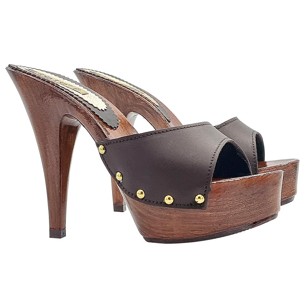 Brown Clogs Heel - Etsy