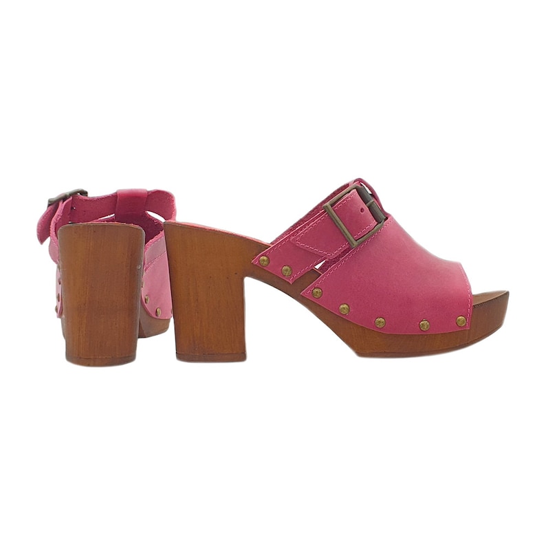 Women's Swedish Clogs With Heel 8 in Leather Made in Italy - MY160 ...