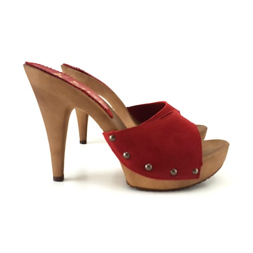 Red Coloured Heel Clogs in Suede K639001 CAM ROSSO - Etsy