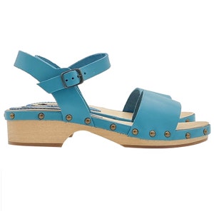Turquoise Women's Sandals With Leather Band and Strap - Made in Italy ...