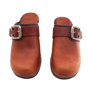 Dutch Clogs With Buckle - in Leather Made in Italy - MY5734 MARRONE - Etsy