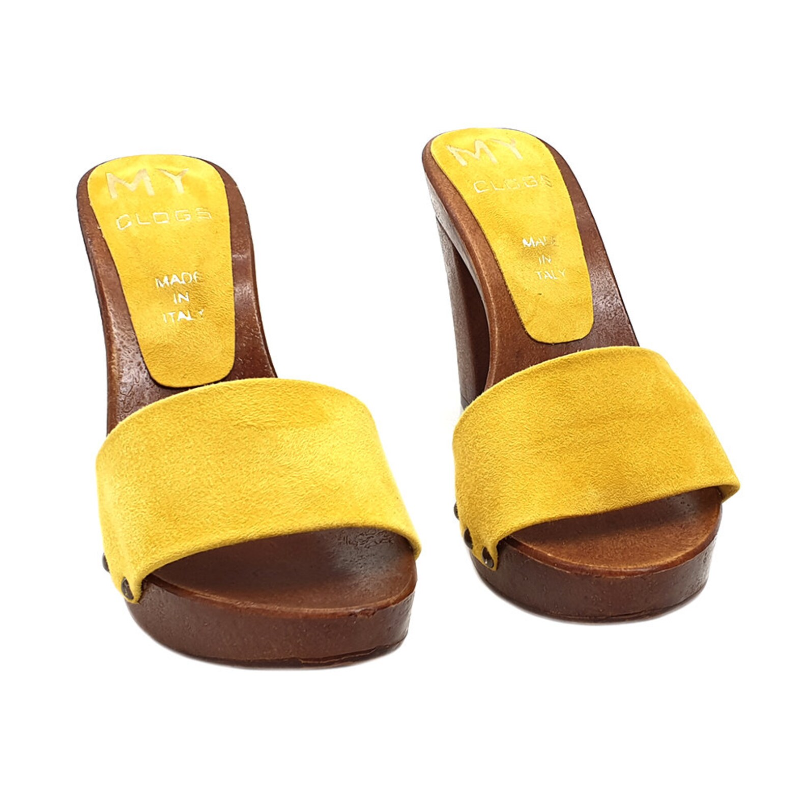 Clogs With Yellow Upper N Suede Heel 10 -MY810 CAM GIALLO - Etsy