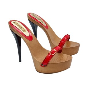 Elegant Clogs With Thin Red Band and 14 Cm Stiletto Heel - From 35 to ...