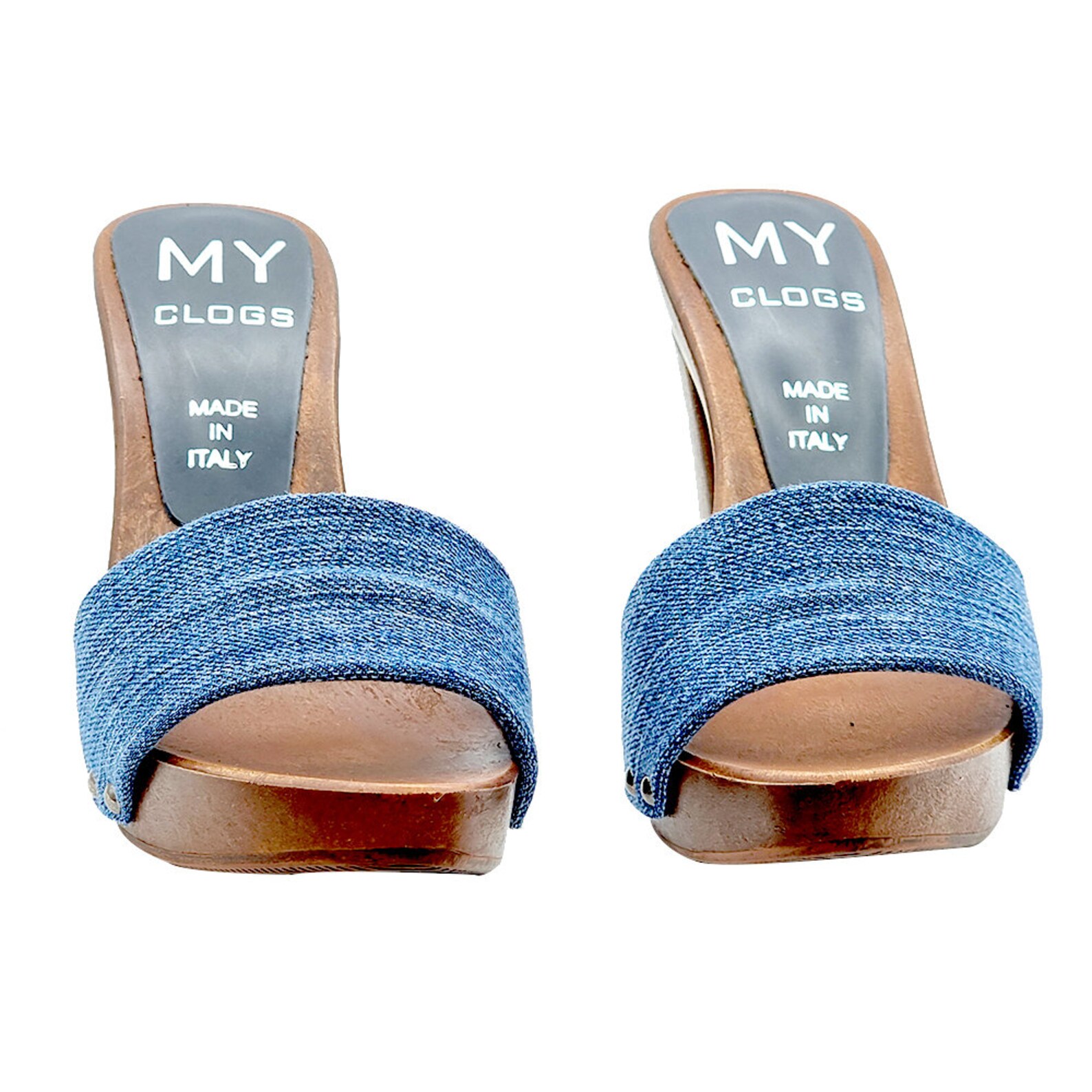 Clogs With Blue Denim Band Heel 10 - Made in Italy - MY810 DENIM - Etsy