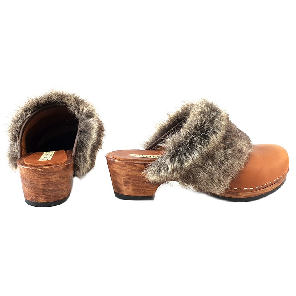 Clogs With Upper in Leather and Synthetic Fur G3140 VIS - Etsy