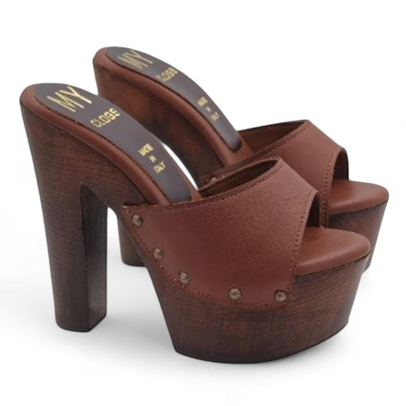 High Heel Clogs 14 Cm With Leather Upper – Italian Made - MY3430 ...