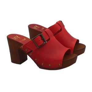 Women's Swedish Clogs With Heel 8 in Leather Made in Italy - MY160 ...
