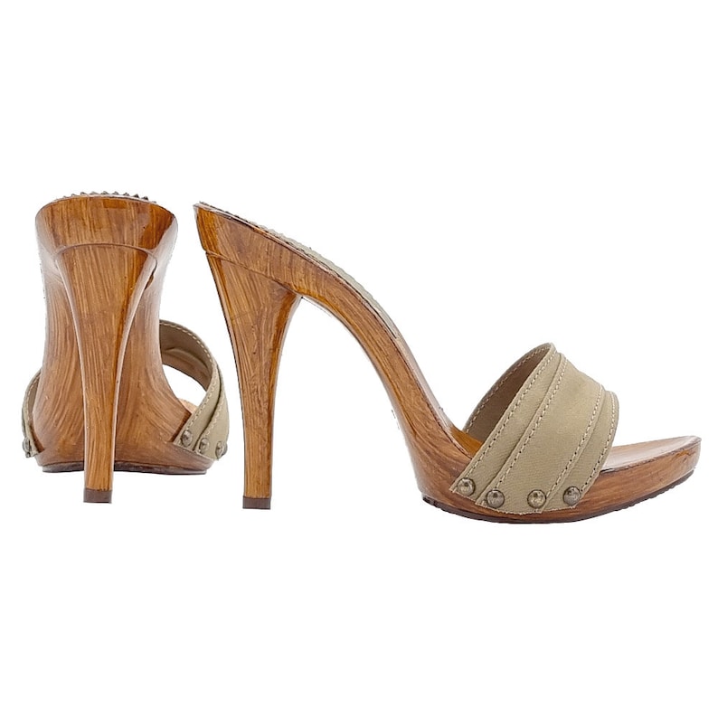 Sexy Clogs Kiara Shoes Heel 12 KM7101 TAUPE - Etsy