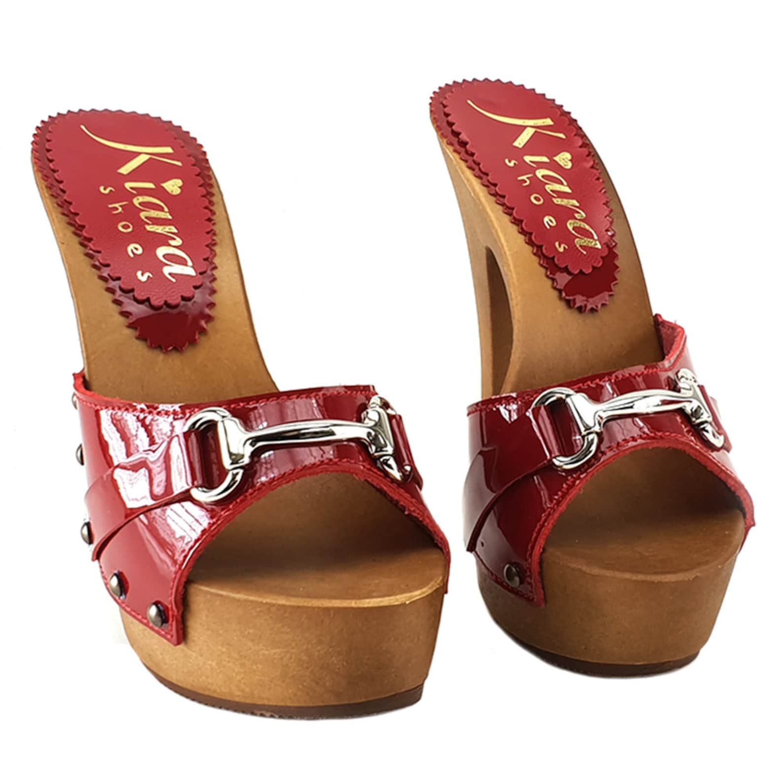 Red Patent Leather Clogs With Accessory -K93013 VERN ROSS - Etsy