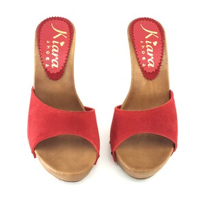 Comfortable Red Suede Clogs - K213001 Cam ROSSO - Etsy
