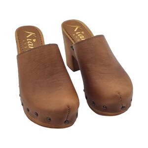 Leather Clogs and Heel 9 Cm - Made in Italy - MY308 CUOIO - Etsy