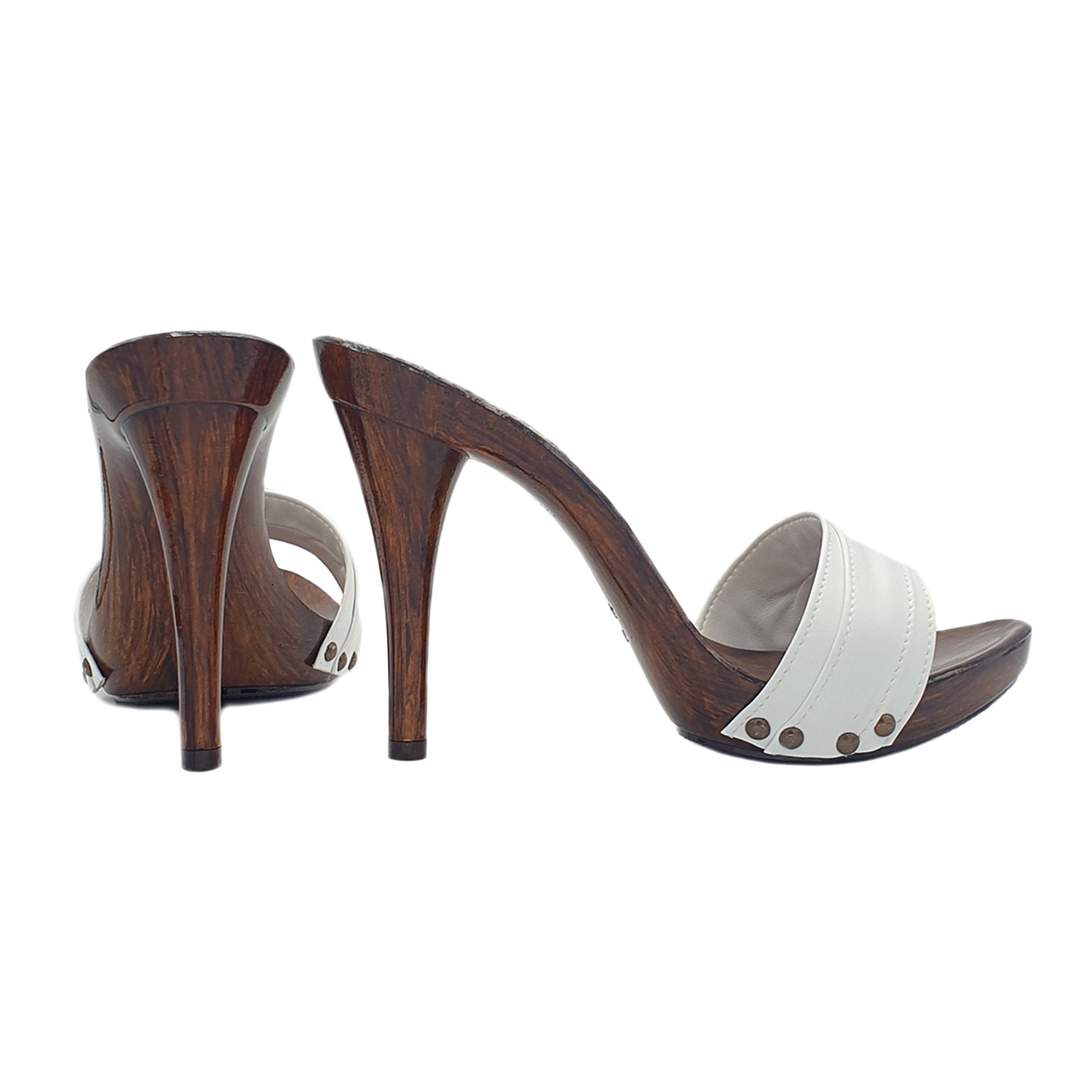 Damen-Clogs mit Absatz und weißem Obermaterial - KM7201 BIANCO - Etsy.de