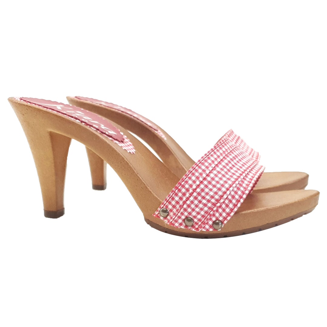 Pin up Style Clogs With Red Band and Heel 9 - Made in Italy - K6301 PIN ...