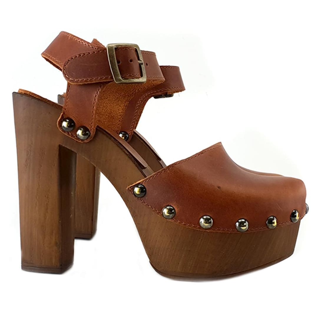 Closed Toe Mules With High Heel and Ankle Strap - Handmade in Italy ...