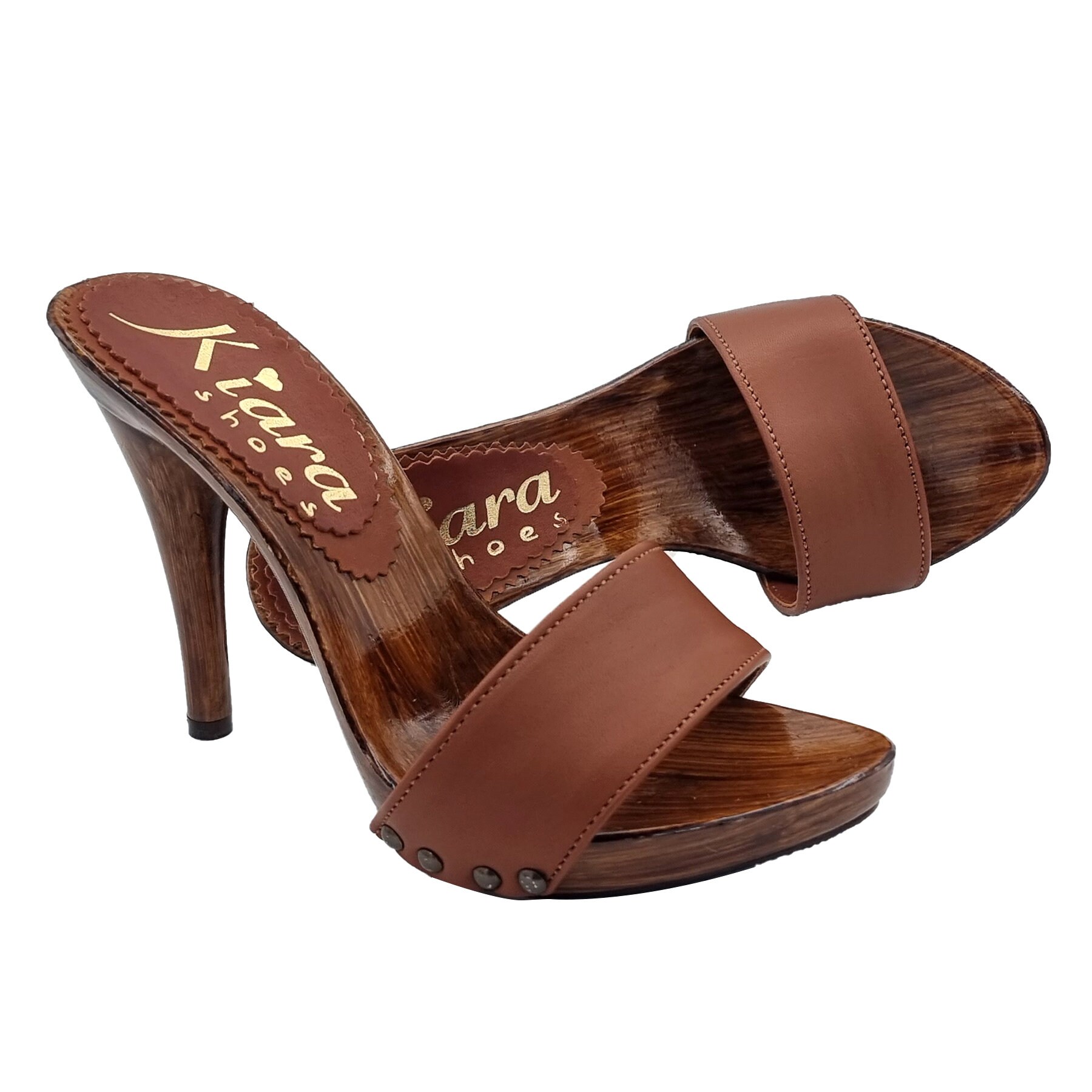 Brown Handmade Leather Clogs KM7203 CUOIO - Etsy