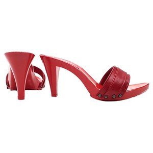 Clogs Kiara Shoes With Double Upper in Leather Heel 9 -K6604 ROSSO - Etsy