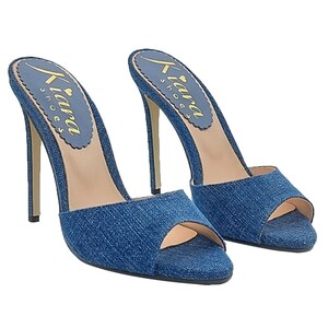 Dark Blue Denim Sandal Open Toe Heel 12 - Made in Italy - KE099 DENIM ...