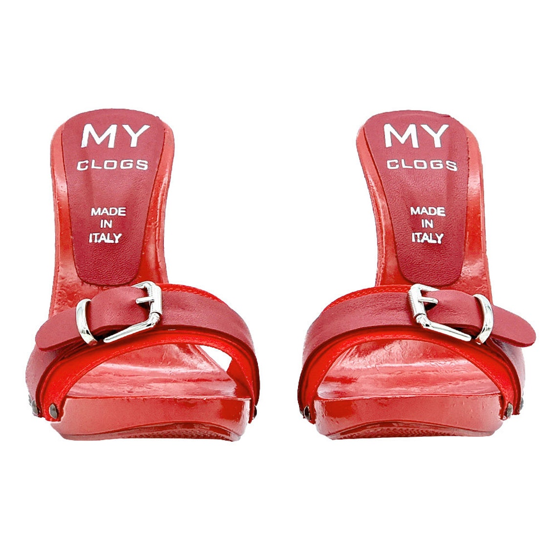 Red Sandals With Buckle and 12 Cm Heel Made in Italy | Etsy