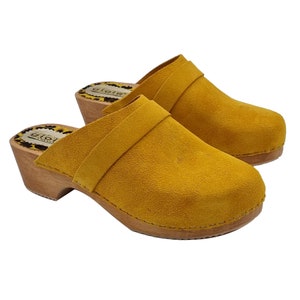Swedish Clogs in Yellow Suede With 4.5 Cm Heel - Made in Italy - GL123 ...