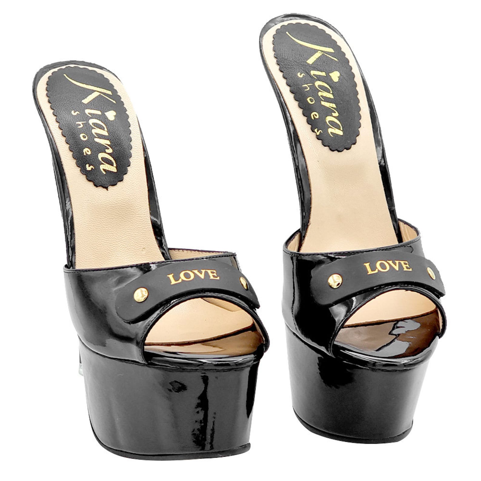 Personalized Sandals in Black Patent Leather With 17.5 | Etsy