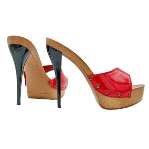 Clogs With Red Patent Band and 14 Cm Stiletto Heel - From 35 to 46 ...