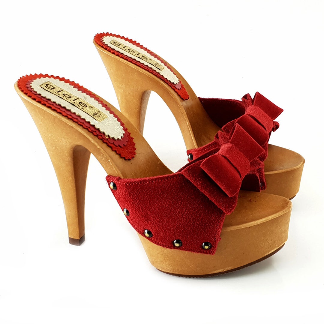 Woman's Red Suede Clogs -G9332 ROSSO CAM - Etsy
