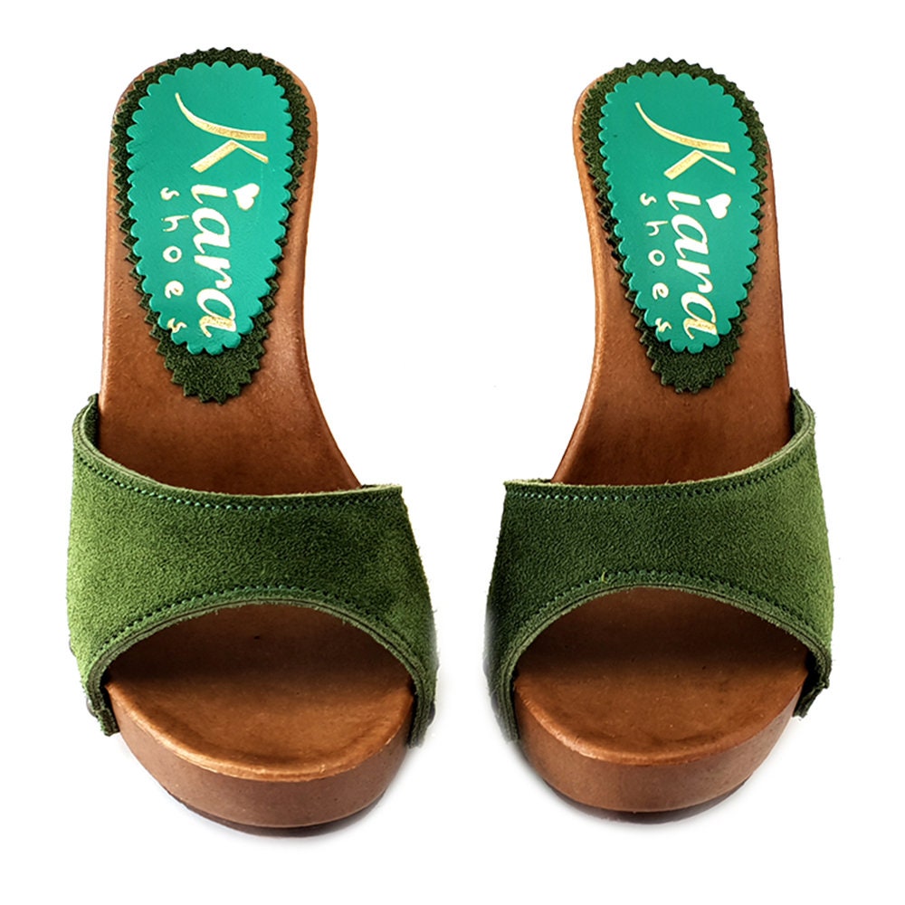 Comfortable Green Suede Clog - K213001 CAM VERDE - Etsy