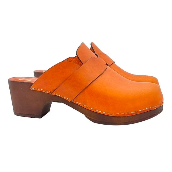 Orange Low Dutch Clogs With 4.5 Heel Made in Italy MY207 - Etsy