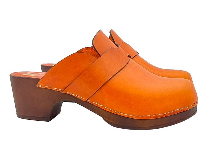 Orange Low Dutch Clogs With 4.5 Heel Made in Italy MY207 - Etsy
