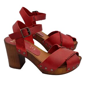 Red Sandals With Crossed Leather Bands and Strap - Made in Italy ...