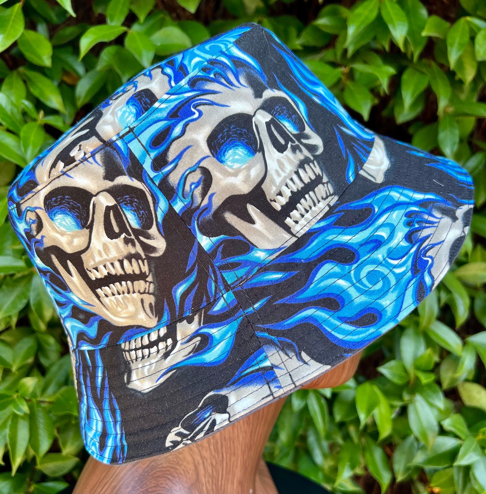 Reversible Hot Heads Bucket Hat of Skulls and Flames, an Eye Catching ...