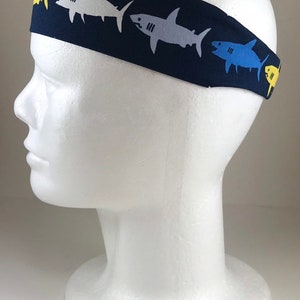 Sharks, Sharks, Sharks Blue Headband Cotton Workout Headband or Add ...