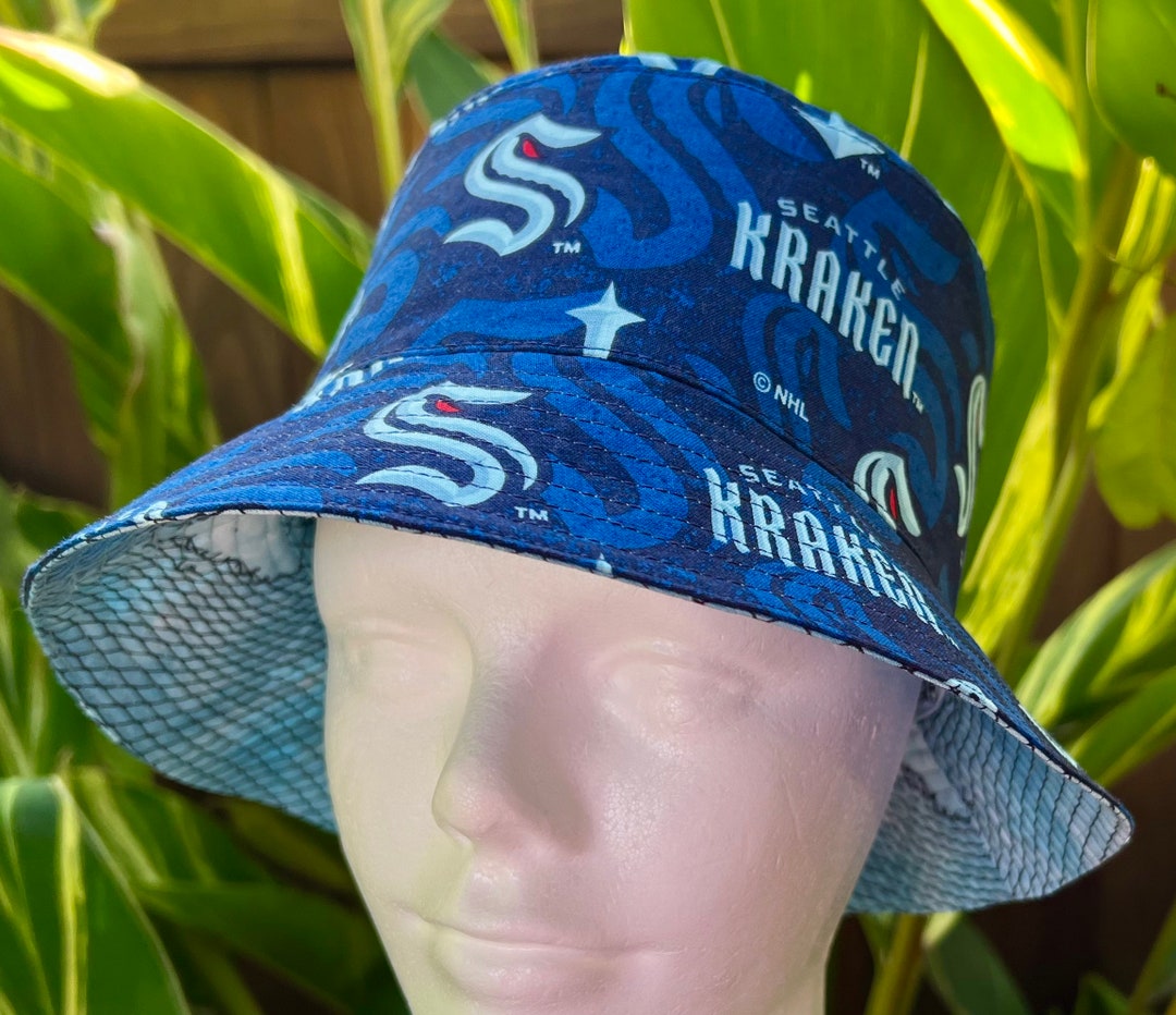 Bucket Hat Seattle NHL Kraken Hockey Team Reversible to Fishing Net ...