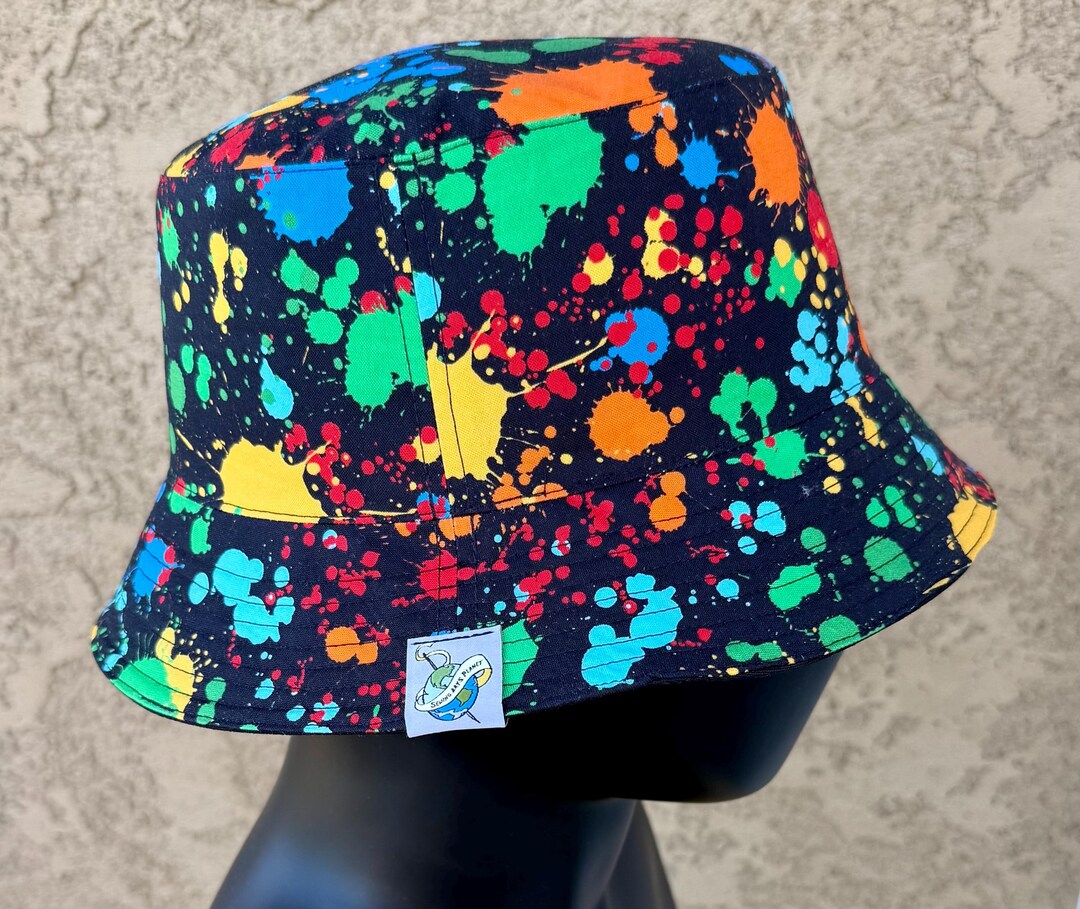 Reversible Bucket Hat of Rainbow Paint Splatters. Splat Hat! Painters ...