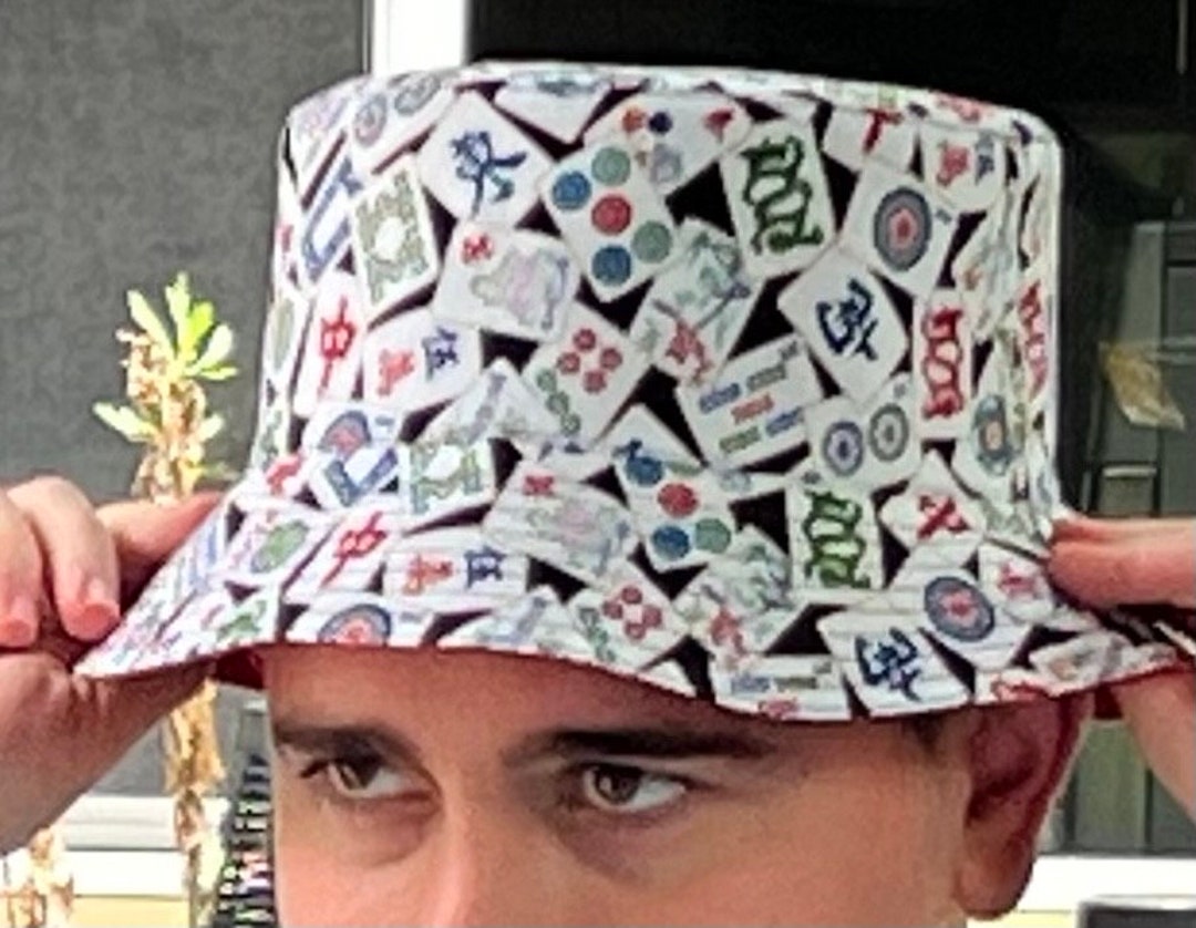 Asian Mahjong Game Theme With Dragons Bucket Hat Reversible Design Hat ...