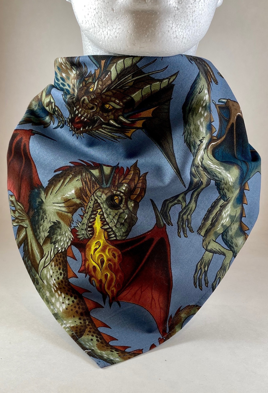 Bandana Tale of the Dragon on Grey, Alexander Henry Designer Premium ...