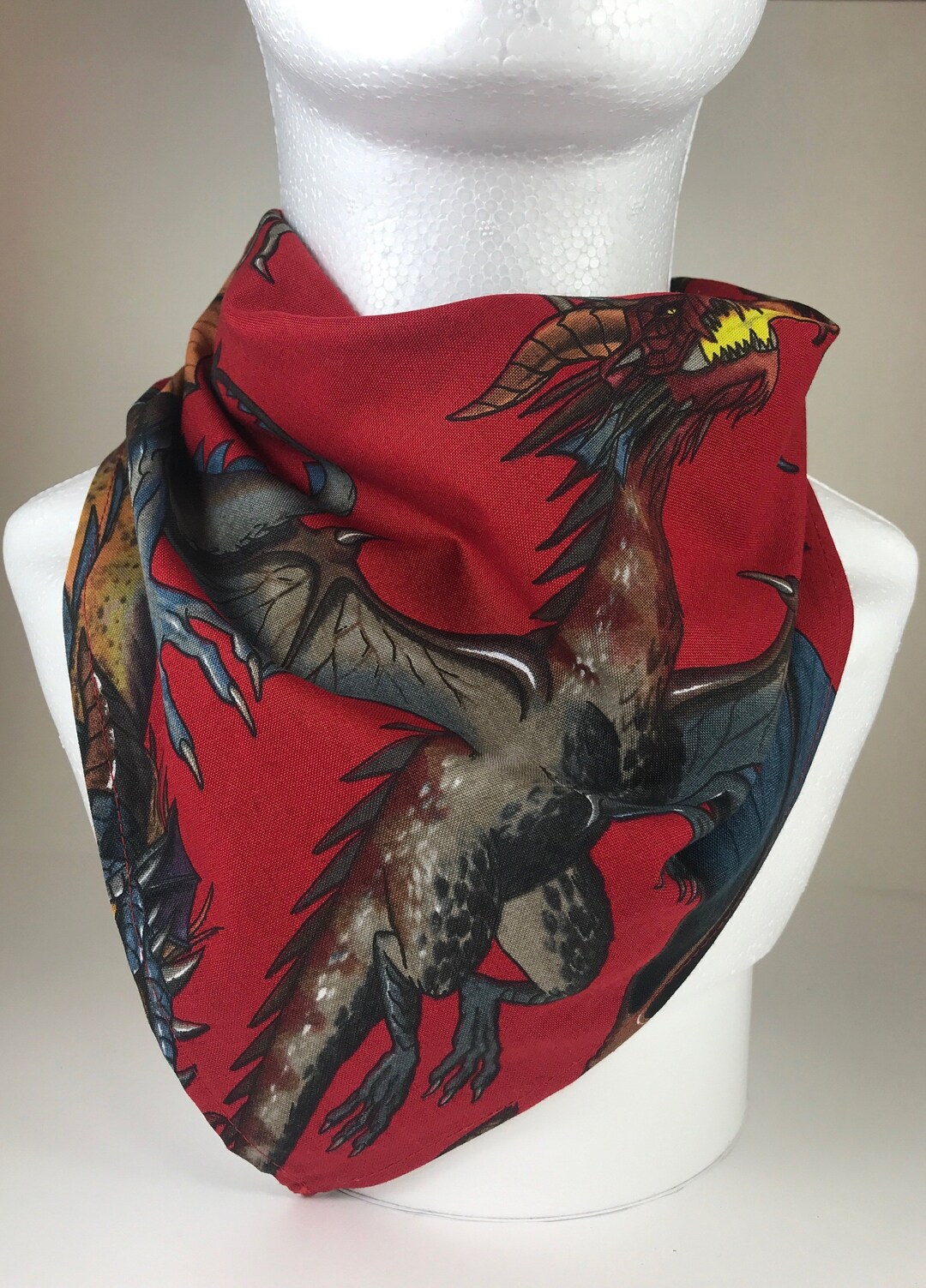 Bandana Dragon Classic Fantasy Dragons on Red - Alexander Henry ...