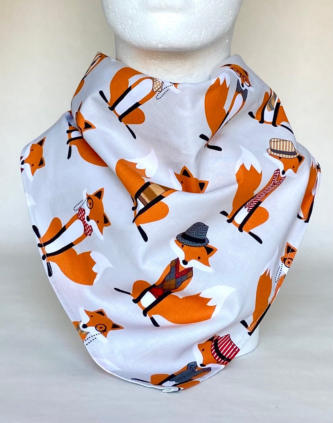 Uptown Foxes on Cotton Bandana Scarf Fox Kerchief - Etsy