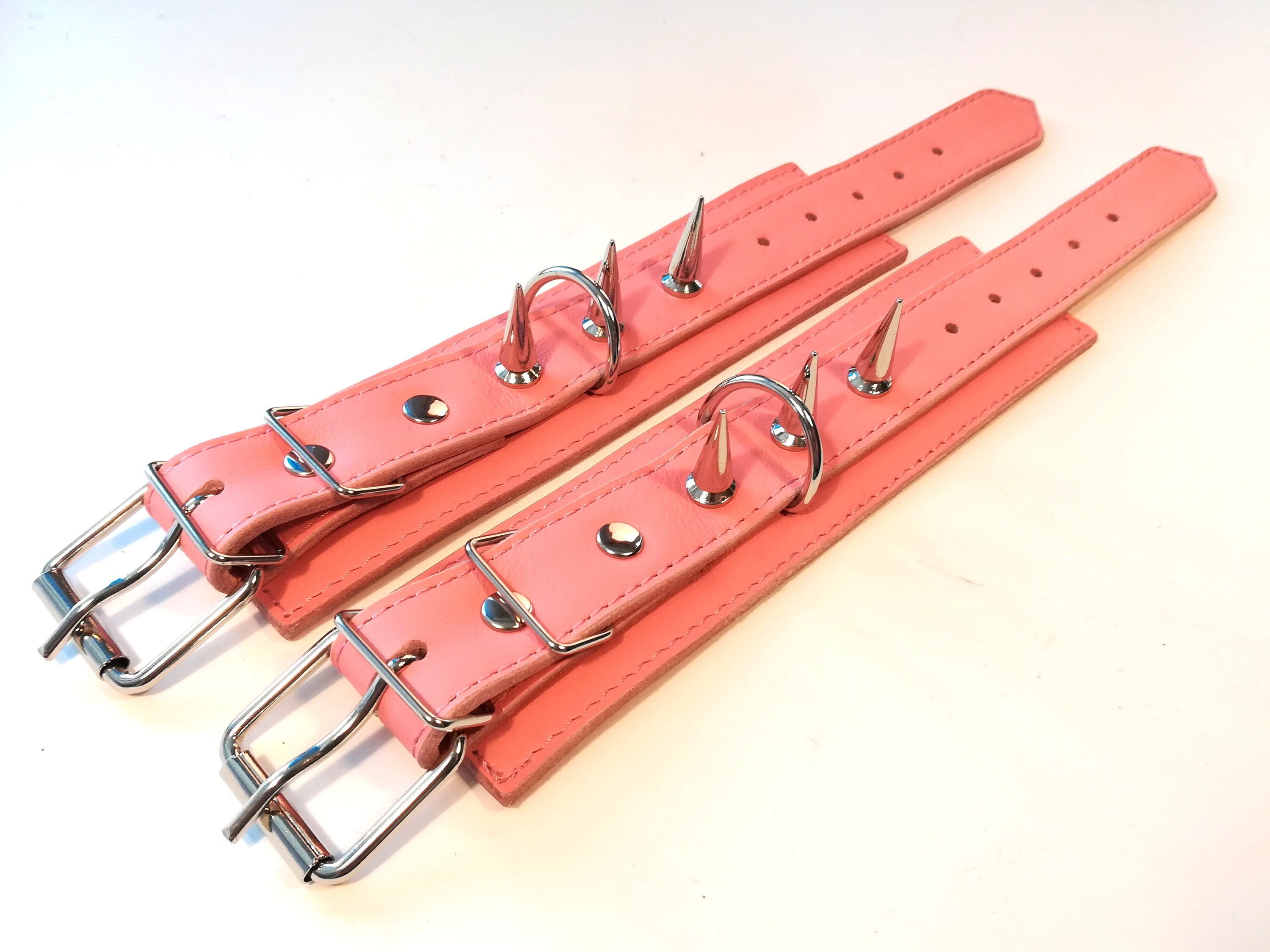 BDSM WRIST CUFFS With D-ring and Spikes Handcuffs Genuine - Etsy