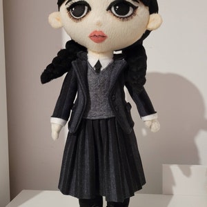 Wednesday Addams Custom Plush Doll Inspired by the Series, Handmade ...