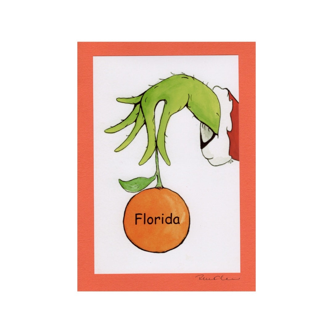 Grinch Florida Orange Card - Etsy