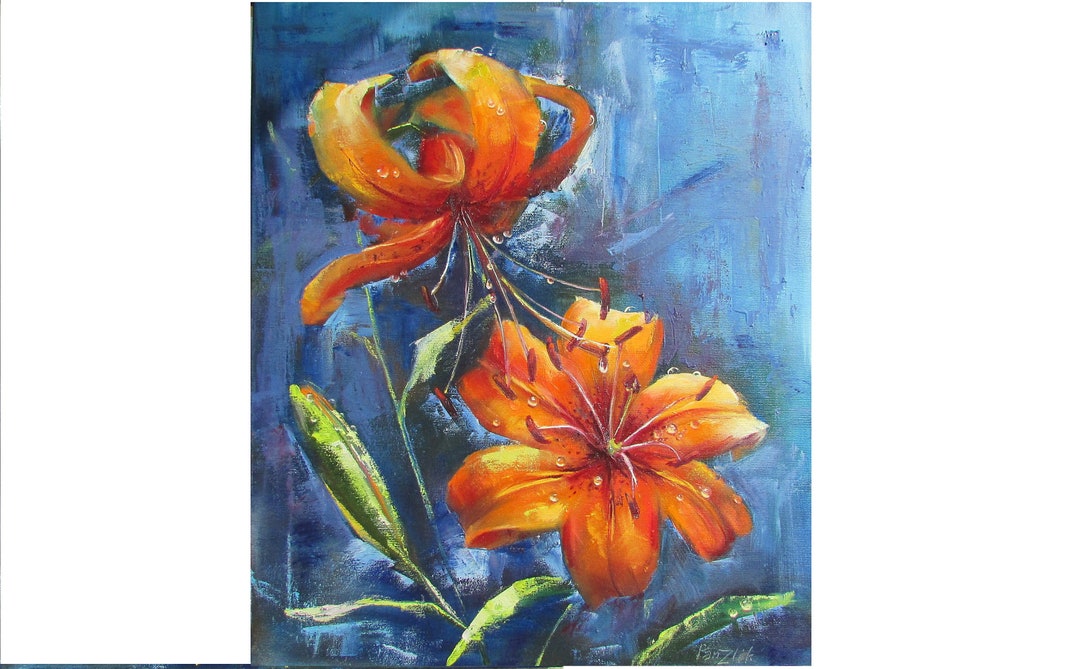 Liliam Oil Art Flowers Wall Art Tiger Lily Ukrainian Artist Flower ...