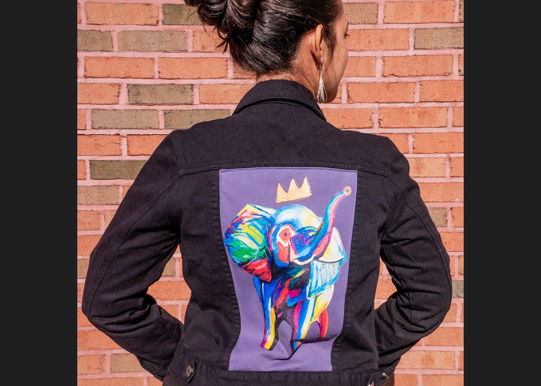 Elephant X Crown Denim Jacket - Etsy