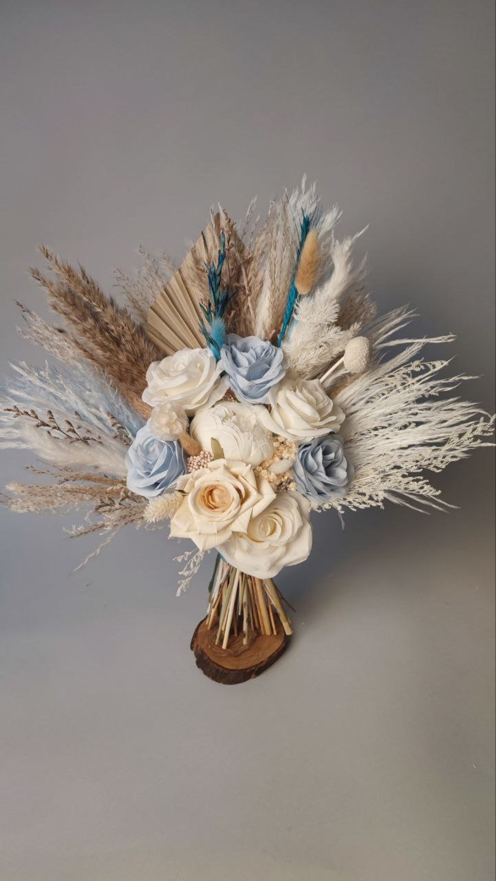 Baby Pale Blue Bride Bouquet/boho Dried Flower Bouquet/pampas Grass ...