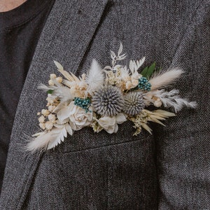 Dusty Blue Thistle Pocket Boutonniere/rustic Boutonniere/country ...