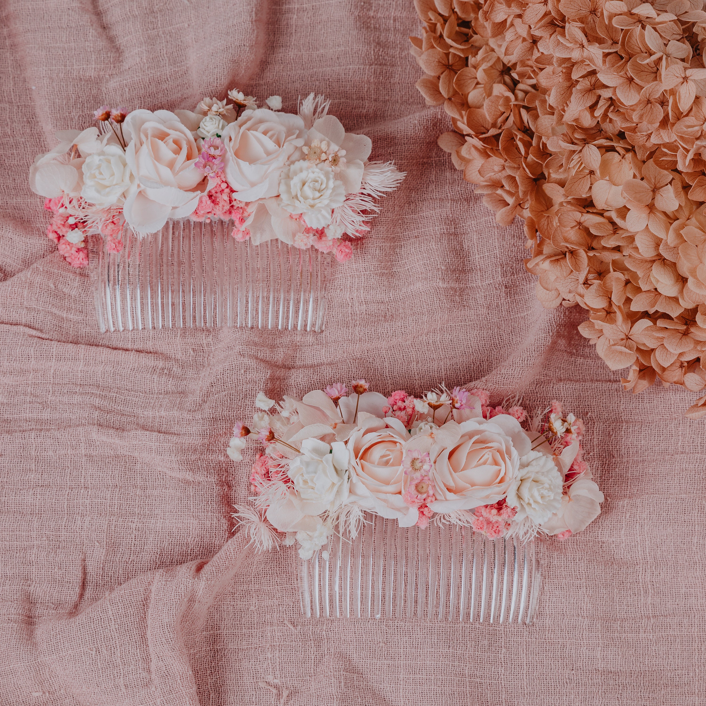 Blush Pink and White Floral Hair Comb/boho Wedding Hair Accessory ...