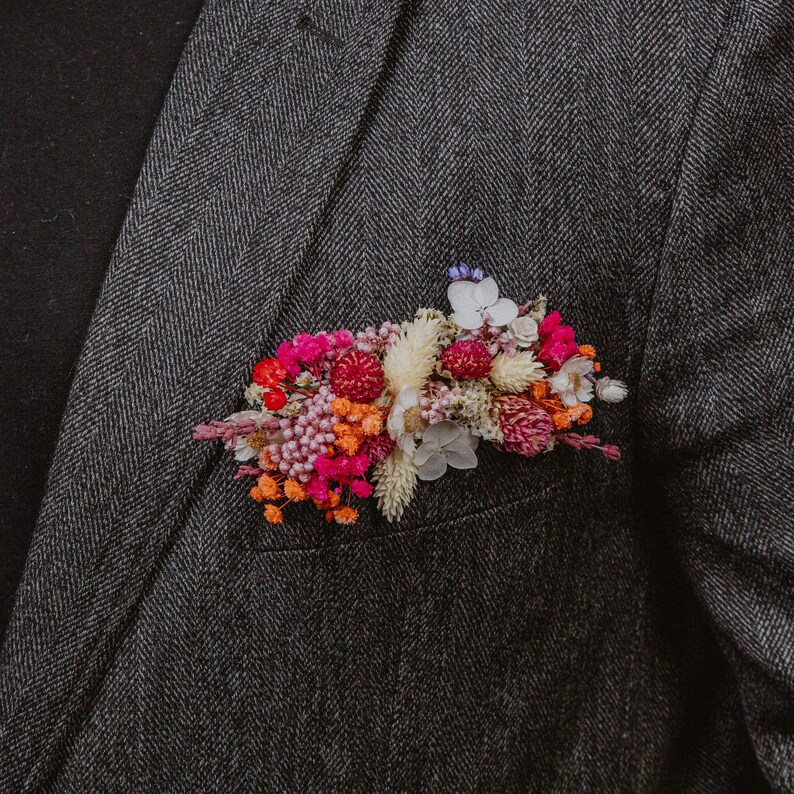 Hot Pink Dried Pocket Boutonniere/colorful Pocket Boutonniere/rustic ...