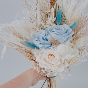 Baby Pale Blue Bride Bouquet/boho Dried Flower Bouquet/pampas Grass ...